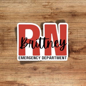 Personalized RN Emergency Department Sticker – Custom Name & Dept Nurse ...