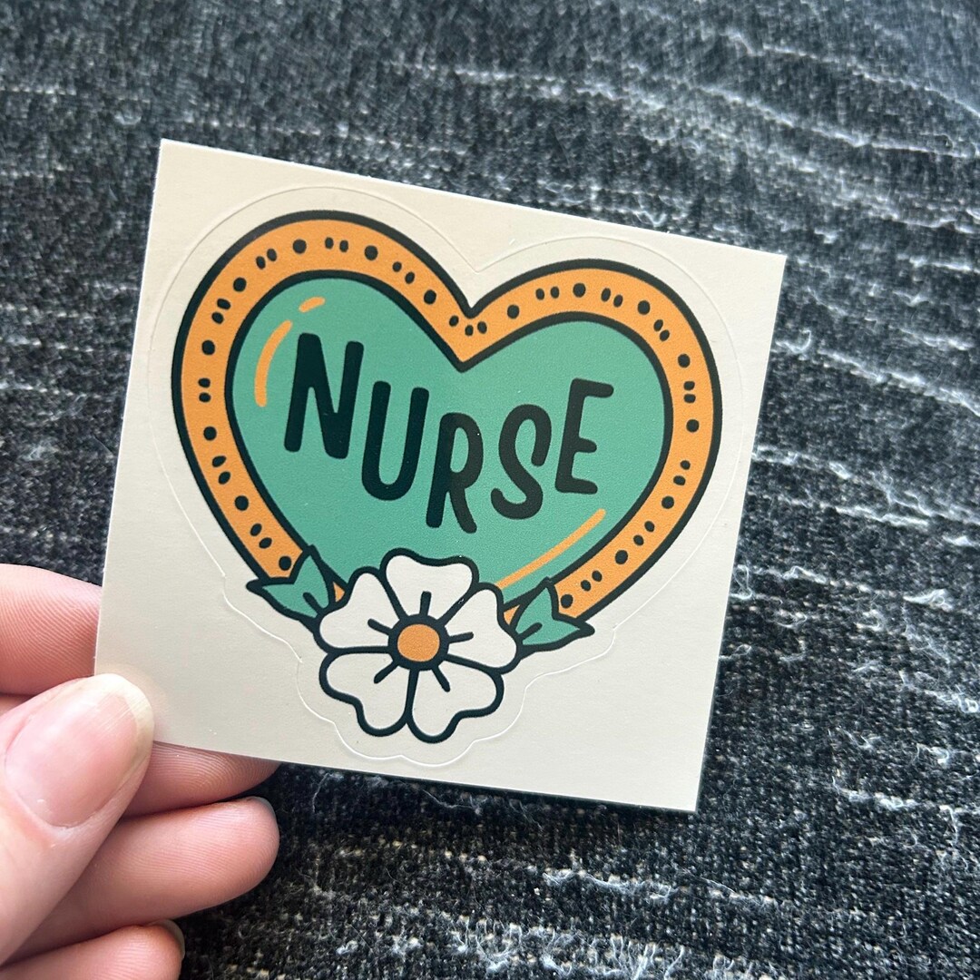 Nurse Heart Sticker Floral Nurse Vinyl Sticker Cute Retro Nurse Gift ...