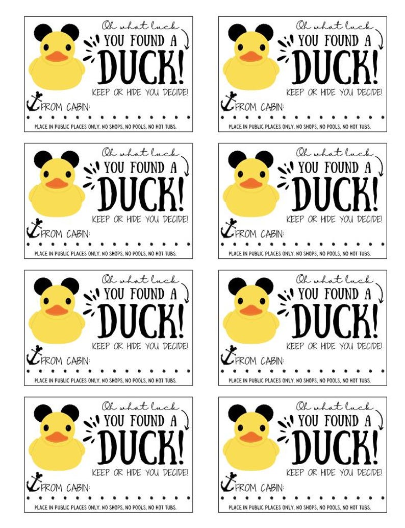 Oh What Luck You Found A Duck, Cruise Duck, Gift Tag, Pdf File, Digital ...