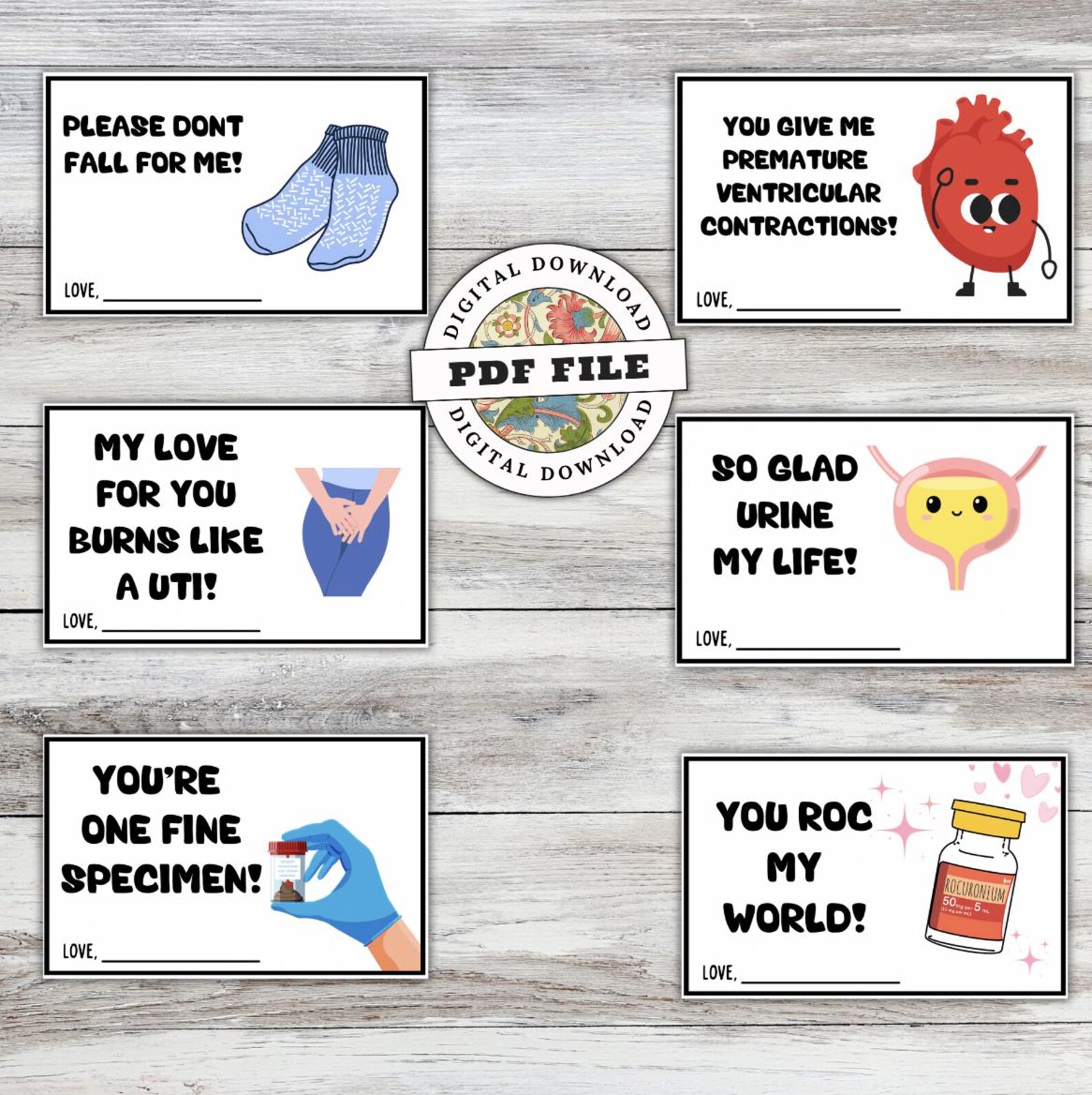 Nurse Valentine Cards, Pdf Download, Print at Home, Hilarious, Fun ...