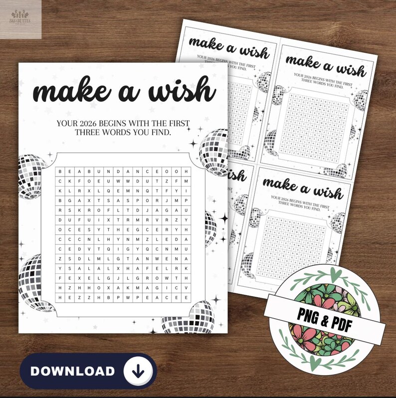 New Years Eve Word Search Game 2026 Predictions Printable,make a Wish ...