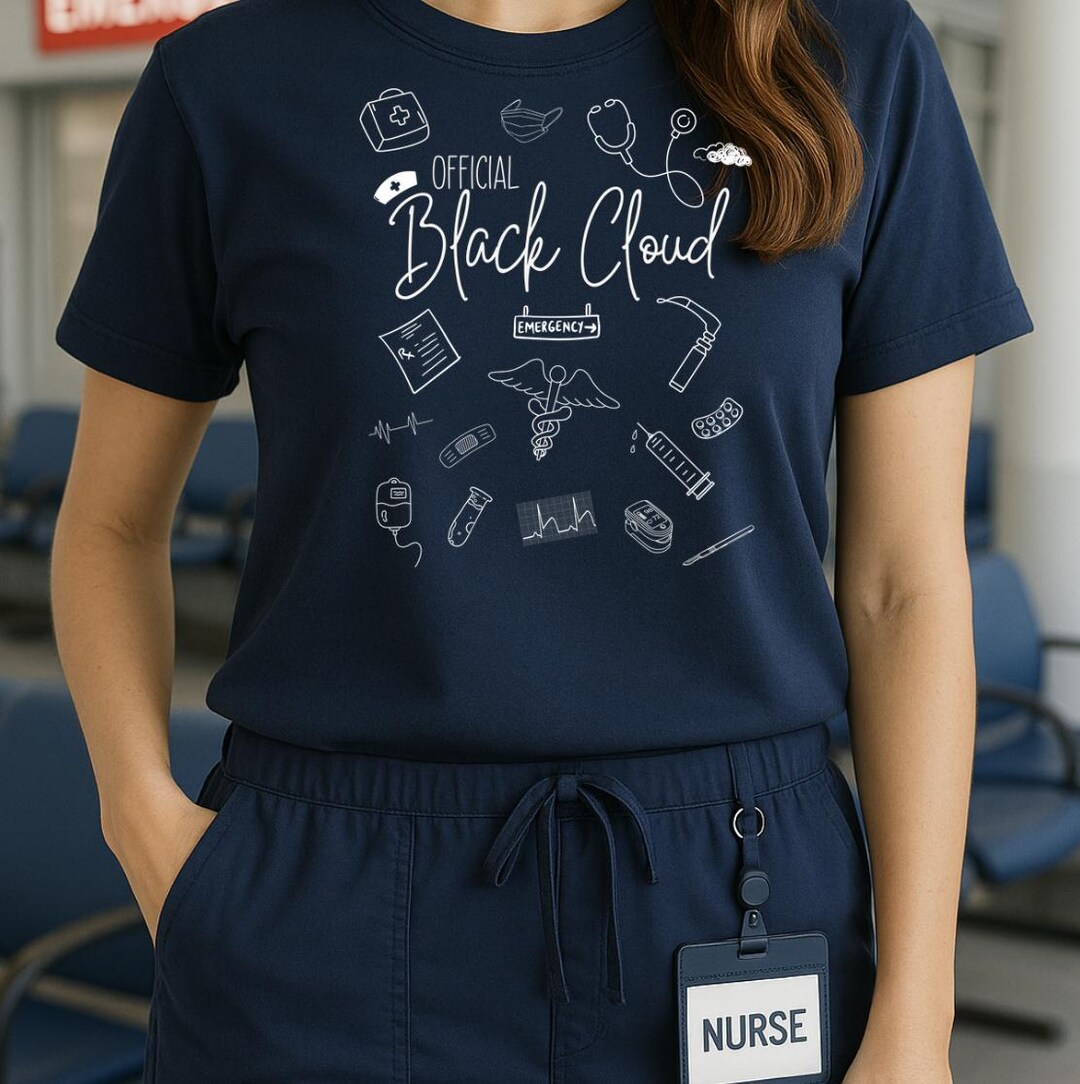 Official Black Cloud Nurse Shirt, Funny ER Nurse Tee | Unisex Heavy Cotton T-shirt | Night Shift ...