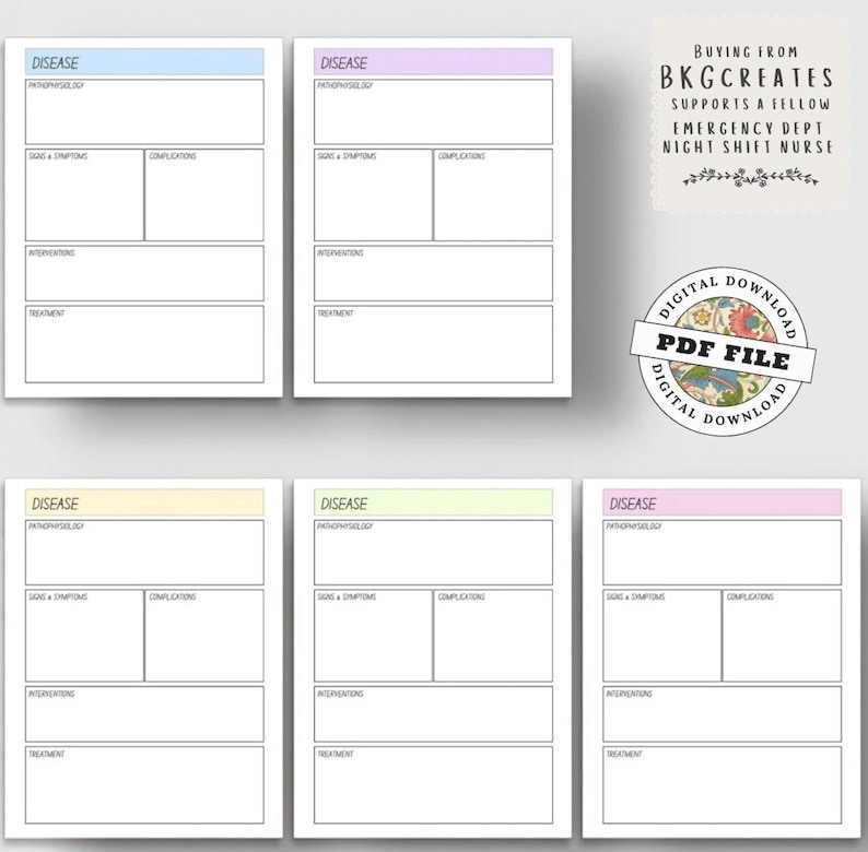Nursing Study Template Pack Printable |disease Process Sheet PDF ...