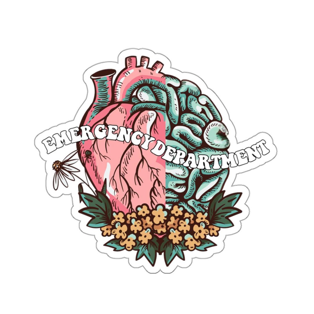 Emergency Department Heart Brain Sticker ER Nurse Vinyl Sticker ...