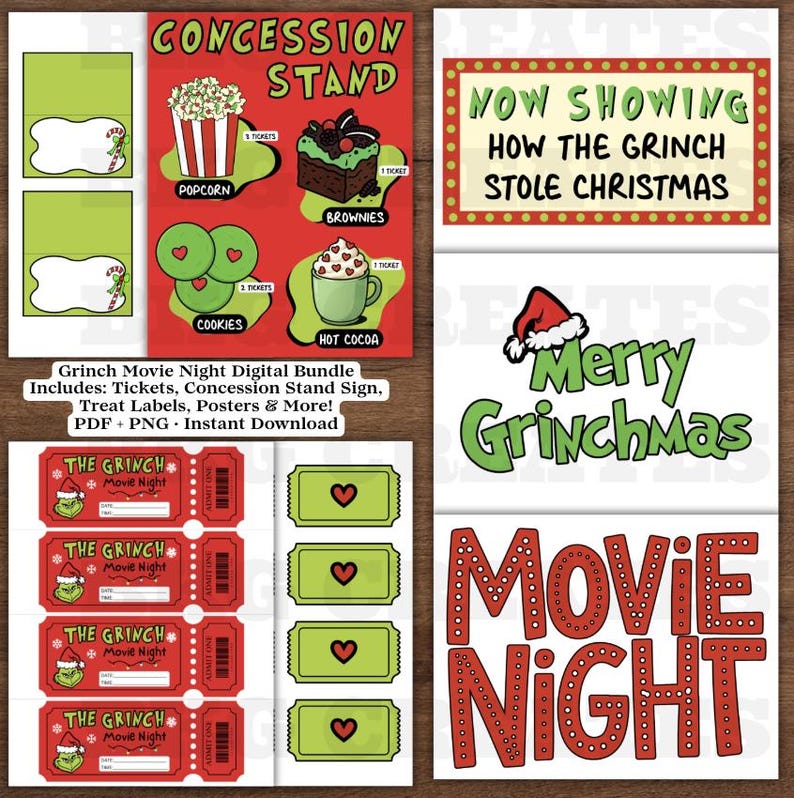 Gr Inch Movie Night Bundle • Christmas Movie Tickets • Concession Stand ...
