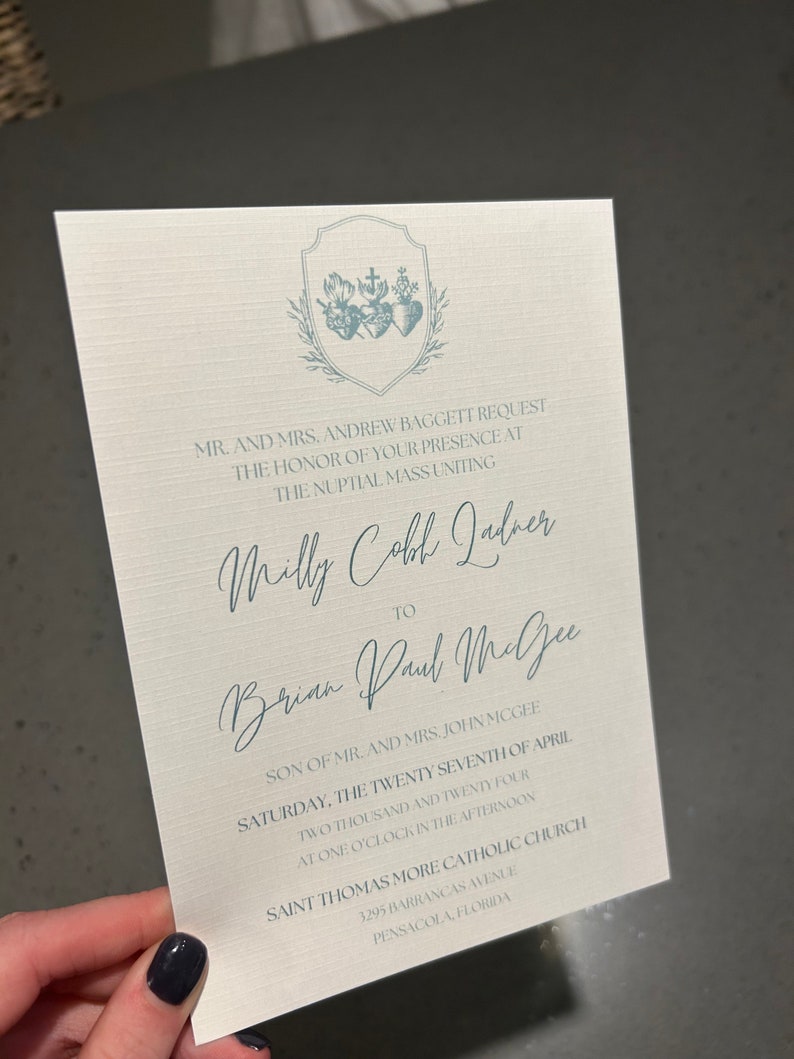 Catholic Wedding Invitation Suite/ Invitation, Details Card, Envelope ...