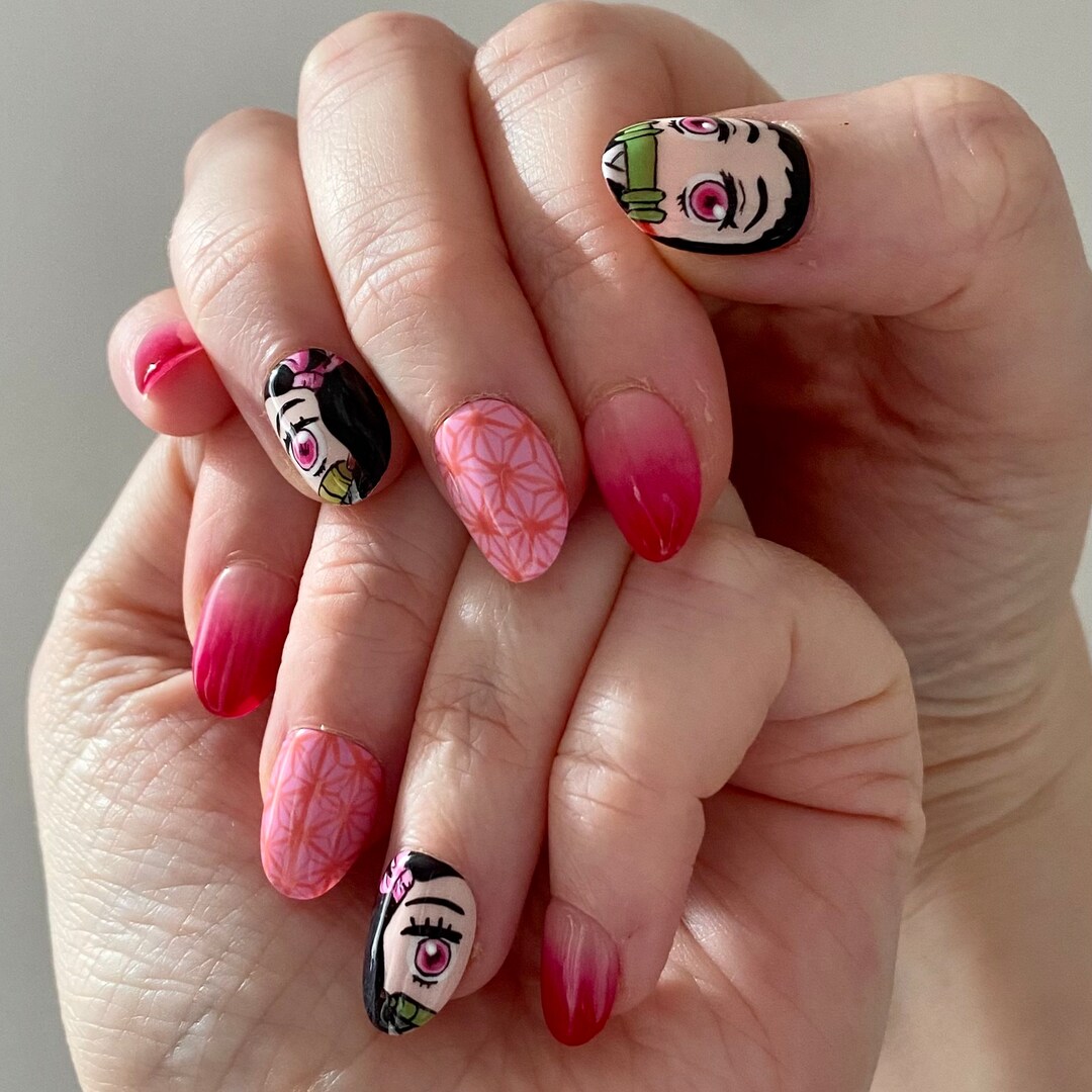 Nezuko Kamado Press on Nails / KNY / Kimetsu No Yaiba / Anime Press on ...