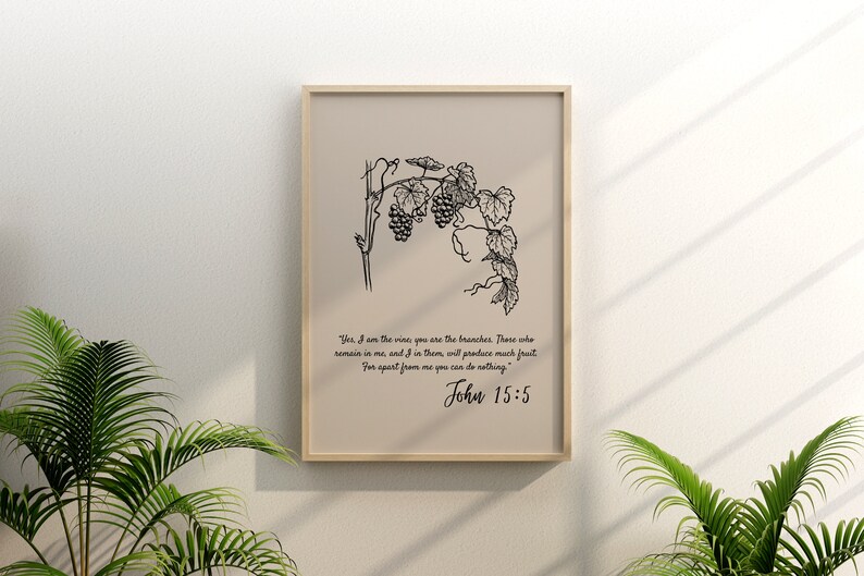 I Am the Vine You Are the Branches John 15:5 Bible Verse Wall Art ...