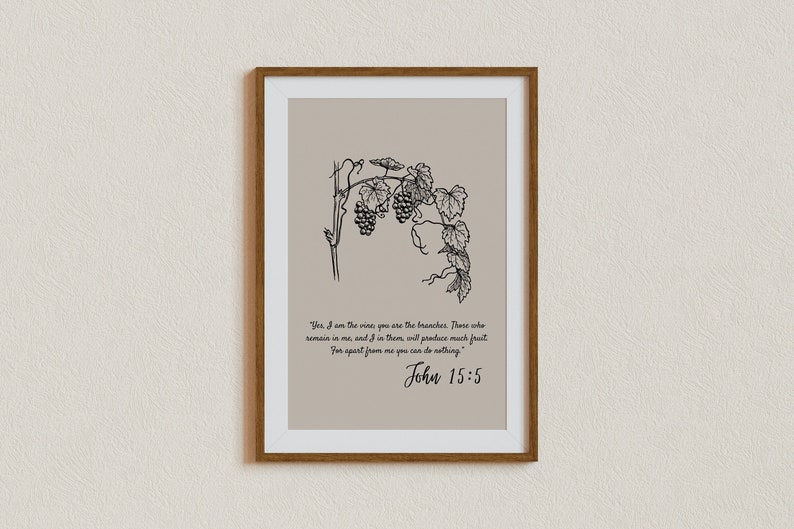I Am the Vine You Are the Branches John 15:5 Bible Verse Wall Art ...