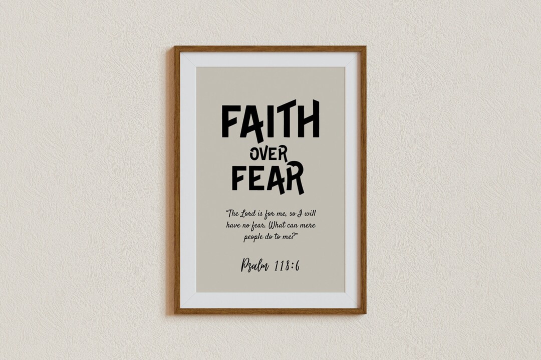 Faith Over Fear Bible Verse Wall Art, Christian Modern Art Print ...