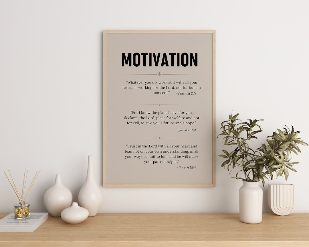 Motivational Bible Verse Poster, Inspiring Bible Verse Wall Art ...