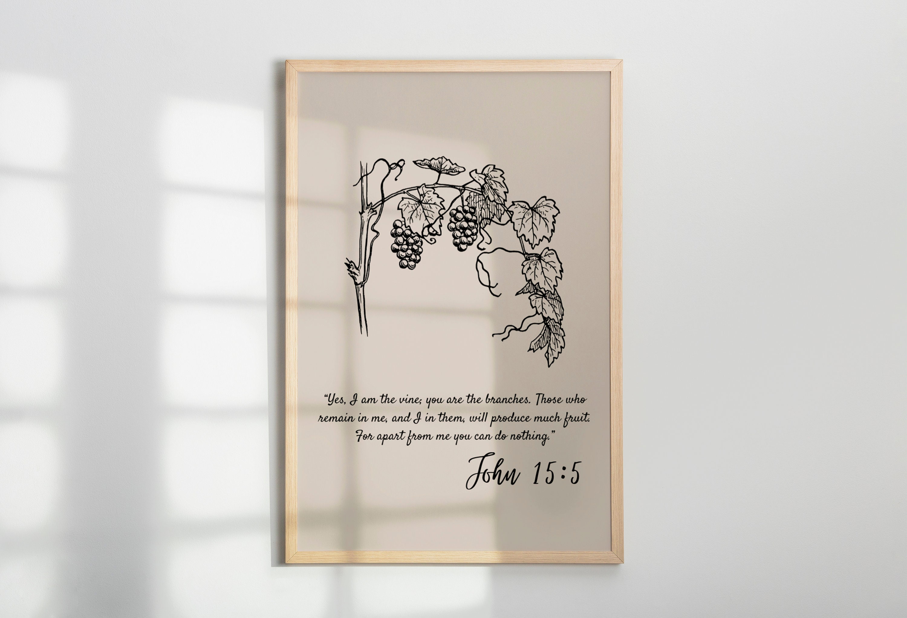 I Am the Vine You Are the Branches John 15:5 Bible Verse Wall Art ...