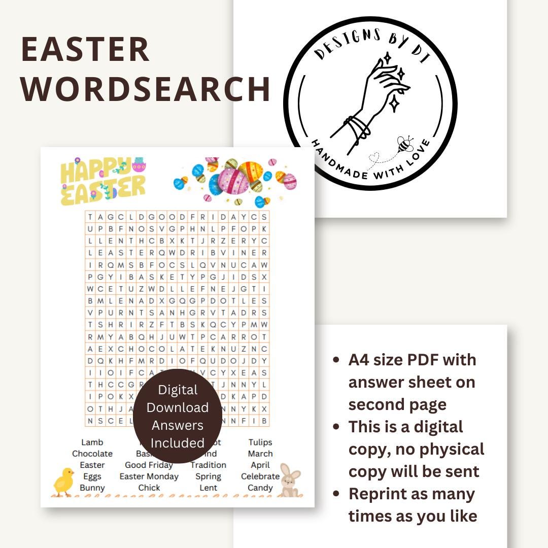 Printable Easter Wordsearch - Etsy