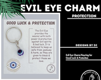 Evil Eye Protection and Good Luck Gold Keyring Bag Charm Ideal Gift ...