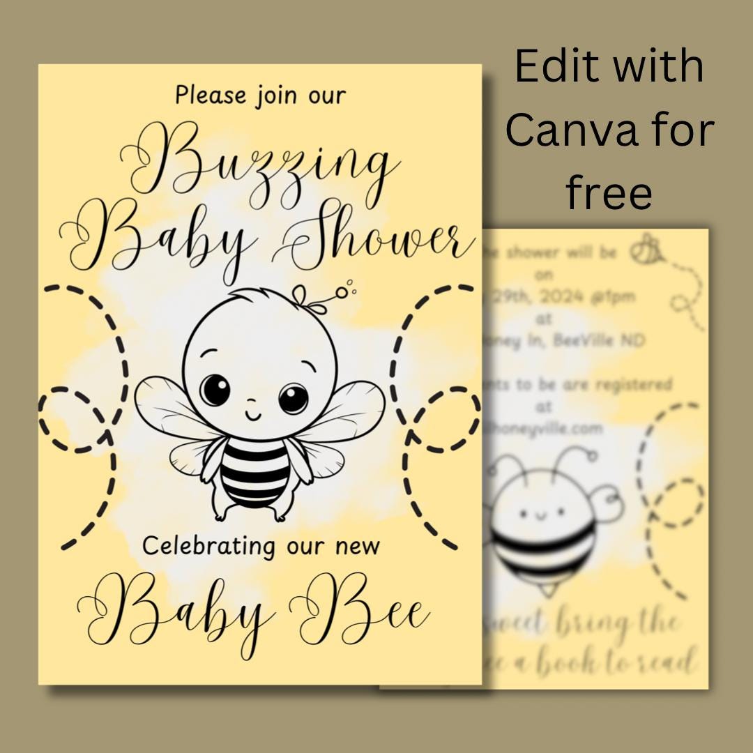 Editable Buzzing Baby Shower Invitation Template - Etsy