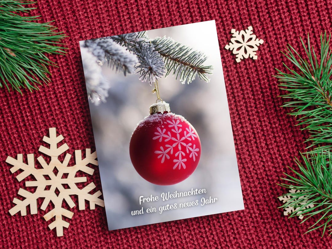 German Christmas Card "frohe Weihnachten & Gutes Neues Jahr" Merry Xmas ...