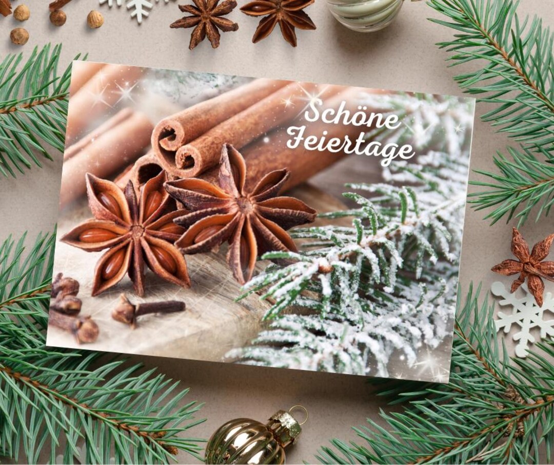 German Christmas Card "schöne Feiertage" Happy Holidays Card With ...