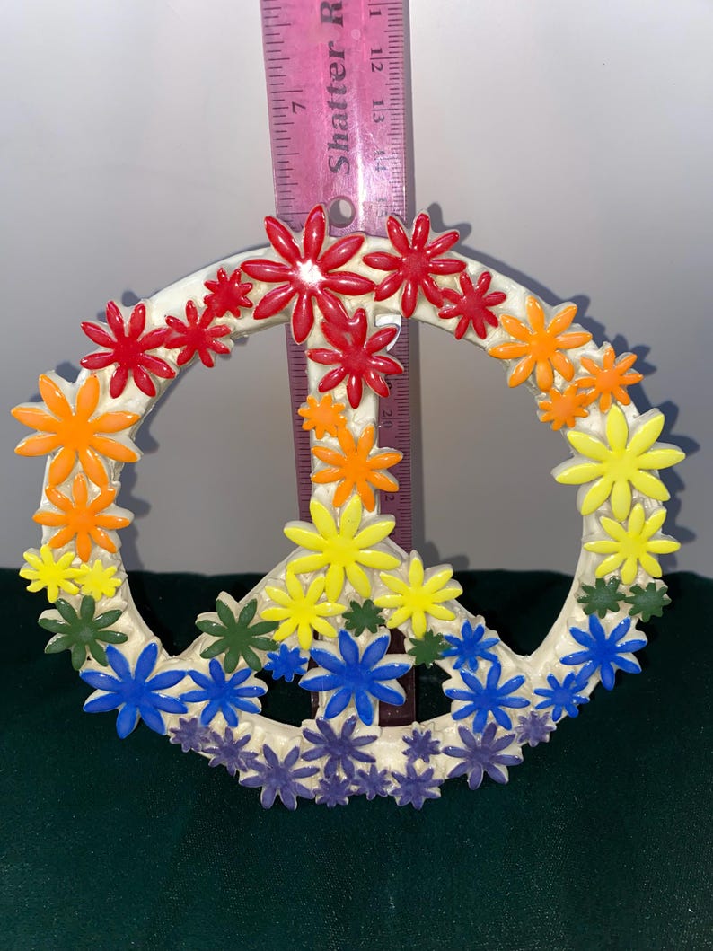 Ceramic Rainbow Peace Sign With Flowers - Etsy