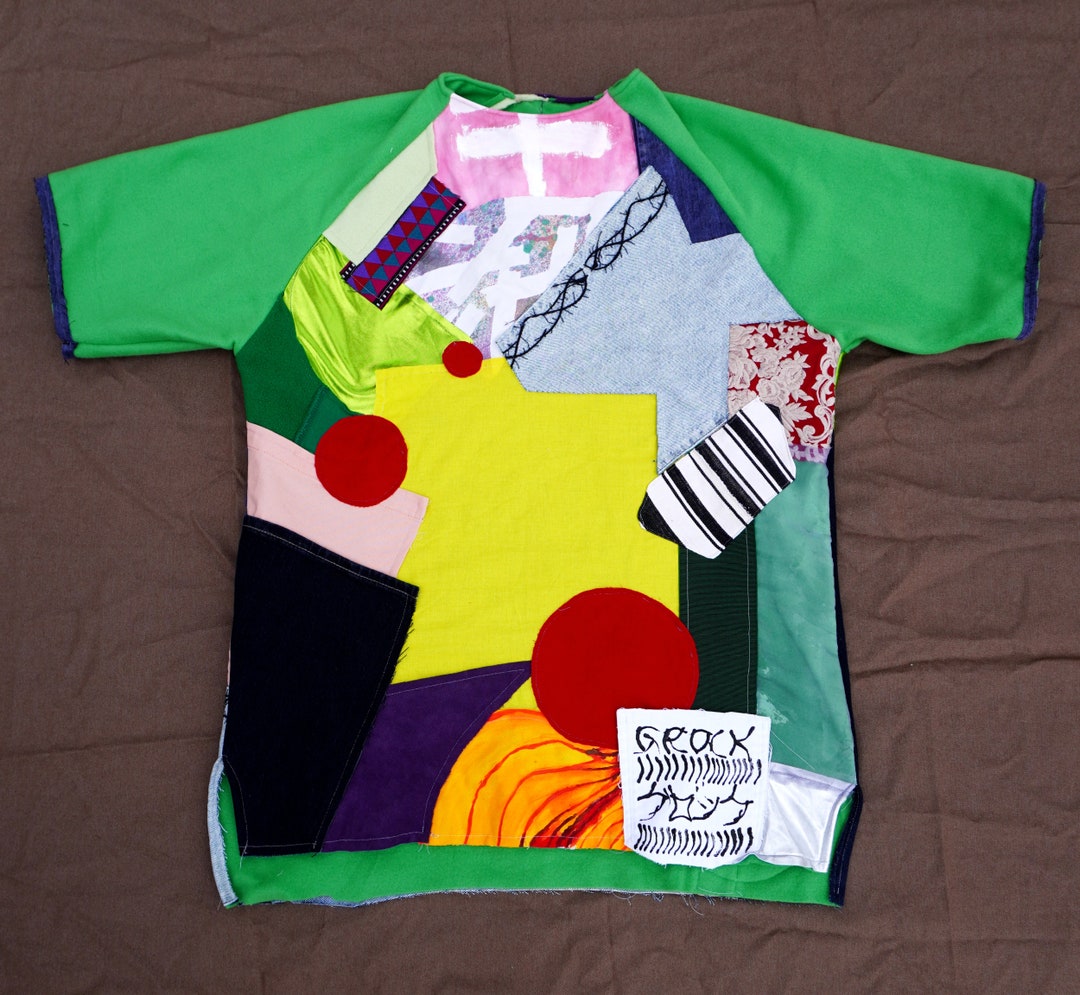 Unisex Patchwork AVANT GARDE TSHIRT Design by Grock, Fleece Upcycled ...