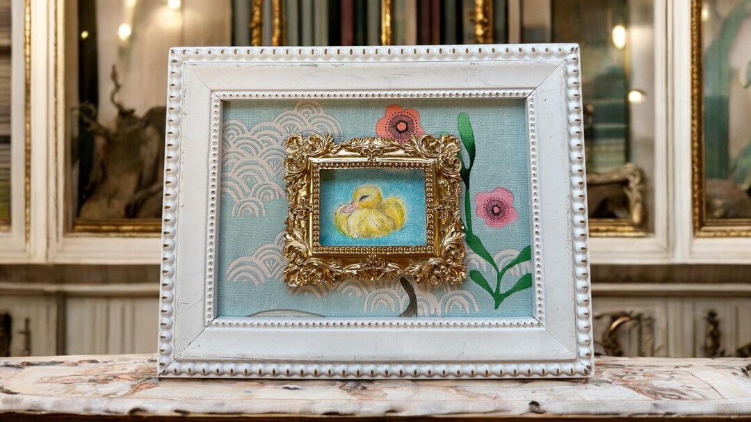 Peter - Double-framed Original Drawing Mounted on Wallpaper - Etsy