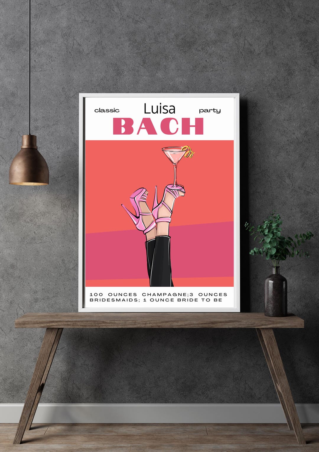 Custom Bachelorette Poster Cocktail Pink Stiletto Camp Bach ...