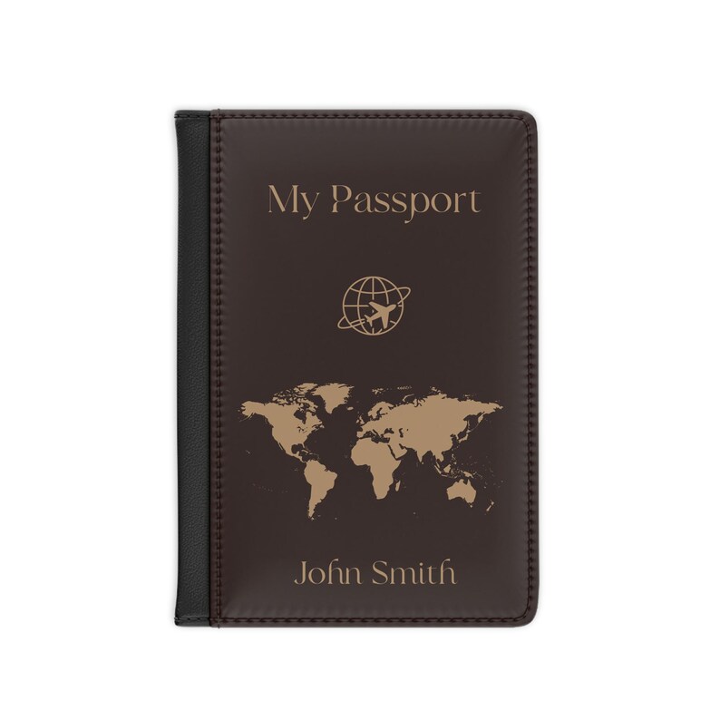 Personalized Black Faux Leather Passport Holder Customizable With Name ...