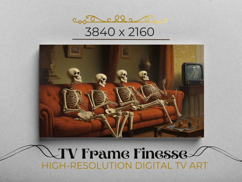 TV Frame Four Skeleton Art Samsung Frame TV Art Original Funny ...