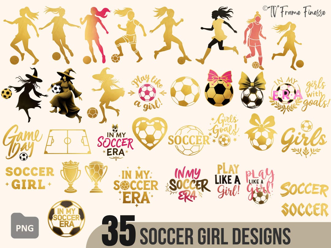 Soccer Girl PNG Bundle Clipart, Soccer Girl Player Silhouettes ...