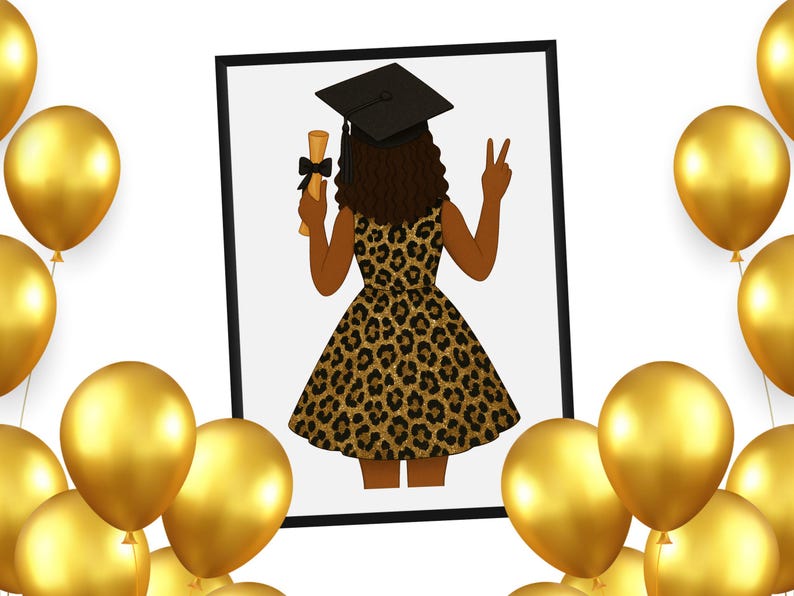 Black Grad Girl SVG PNG Digital Download: Cheetah Leopard Print ...