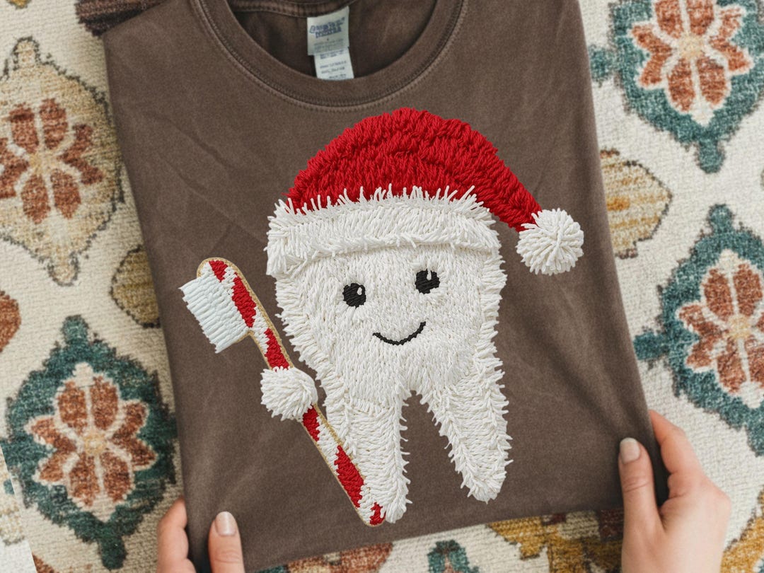Dental Christmas PNG, Faux Yarn Tooth With Candy Cane PNG Sublimation ...