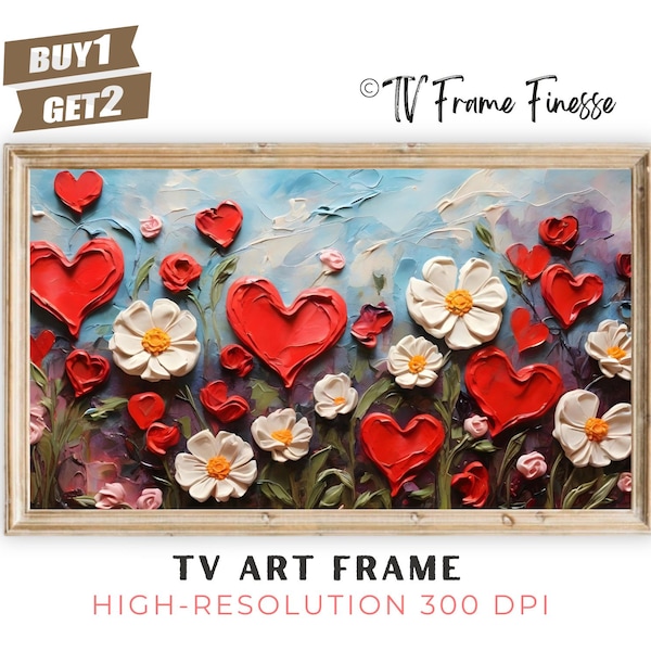 Field of Heart Flowers Valentine Day Digital Art for Frame - Etsy