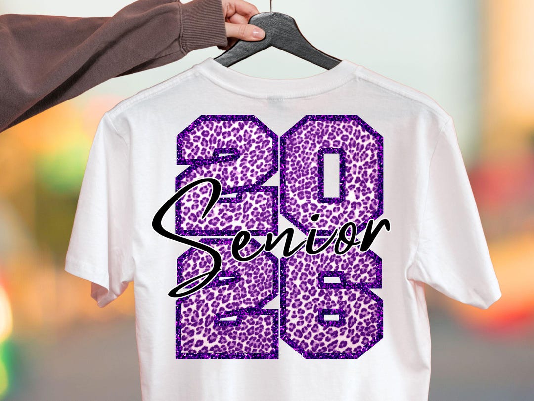Senior 2026 PNG Files for Sublimation, Purple Sparkle Leopard Print ...