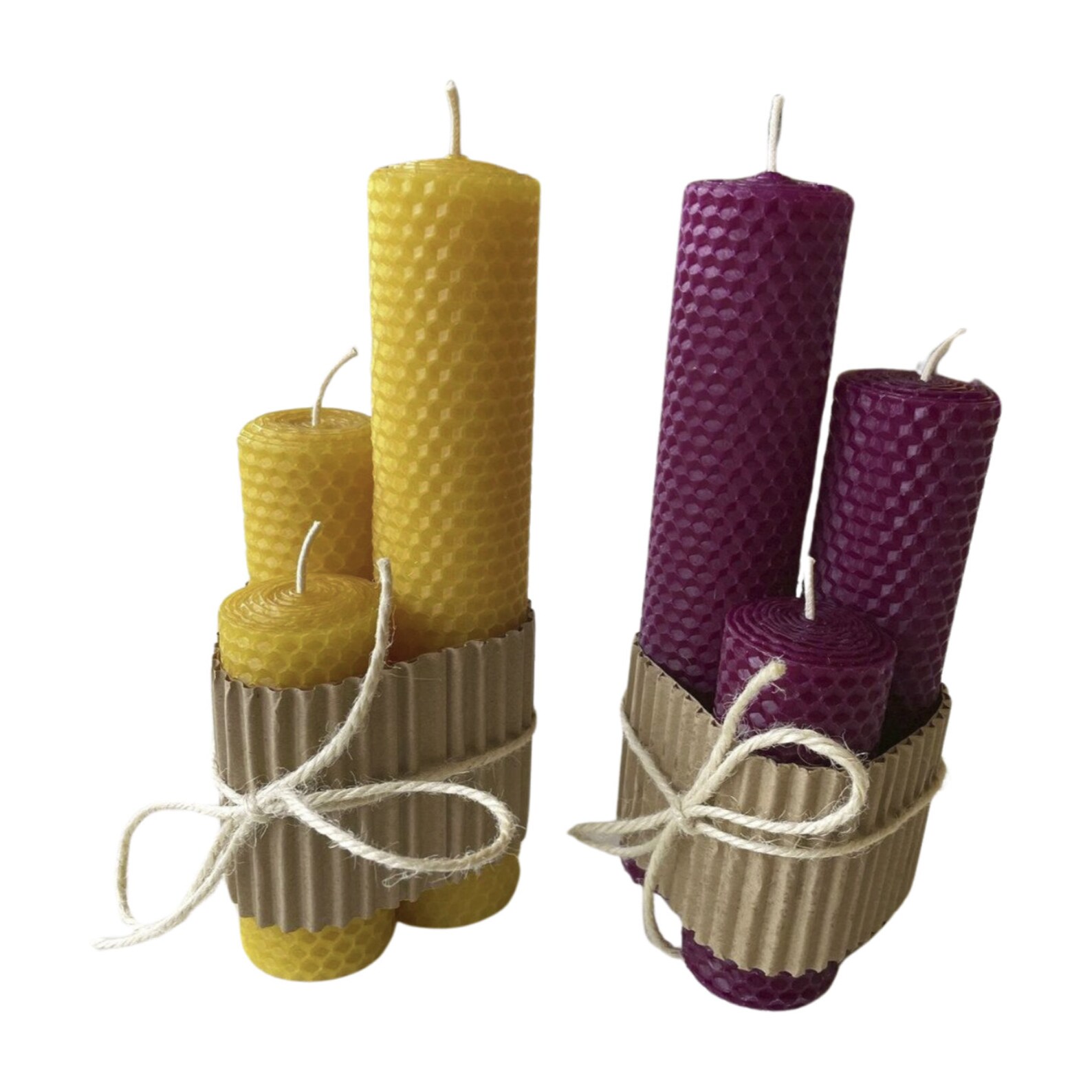 100% Pure Norwegian Beeswax Candles set of Three, Thick Pillar Beeswax ...