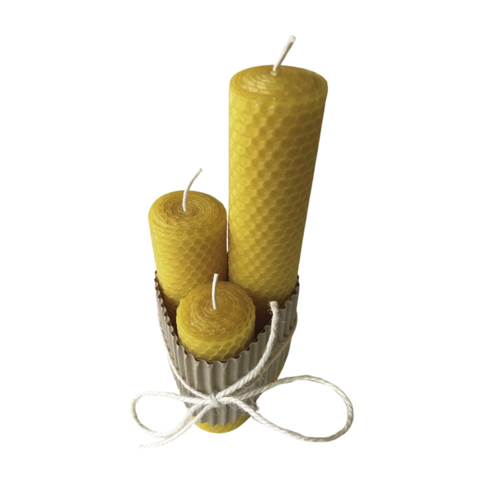 100% Pure Norwegian Beeswax Candles set of Three, Thick Pillar Beeswax ...