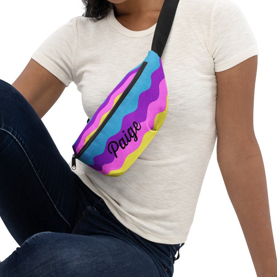 Colorful Waves Custom Fanny Pack Personalized Gift for Her Small Cross ...