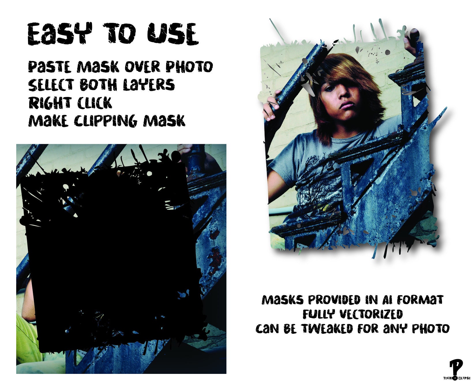 16 Vector Grunge Photo Masks for Illustrator - Etsy