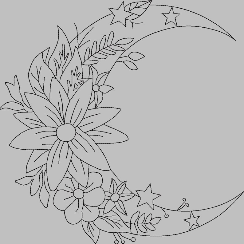 Moon Flower Quilt Block Machine Embroidery Design. - Etsy