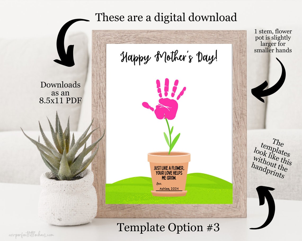 Mother's Day Flower Handprint Craft for Kids Mothers Day Keepsake Craft ...