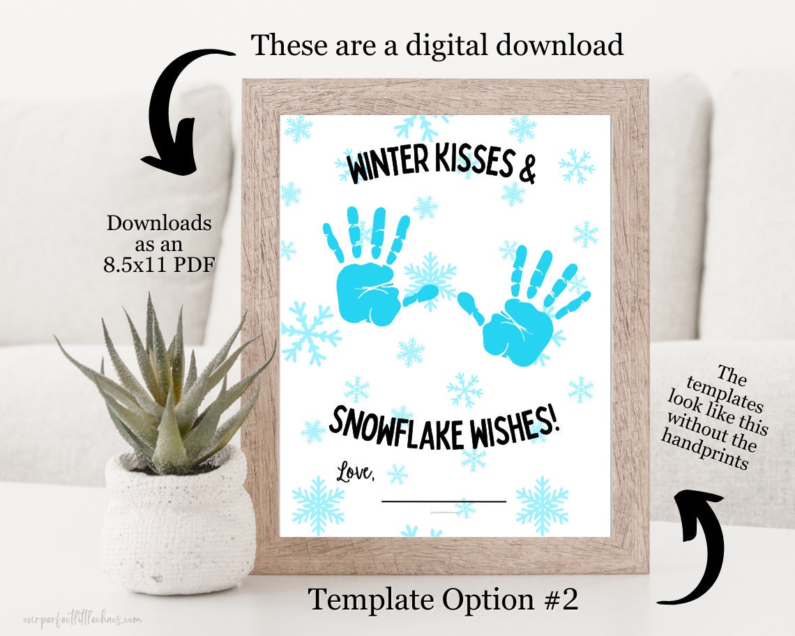 Snowflake Handprint Craft: Winter Kisses Keepsake (PDF Download) - Etsy