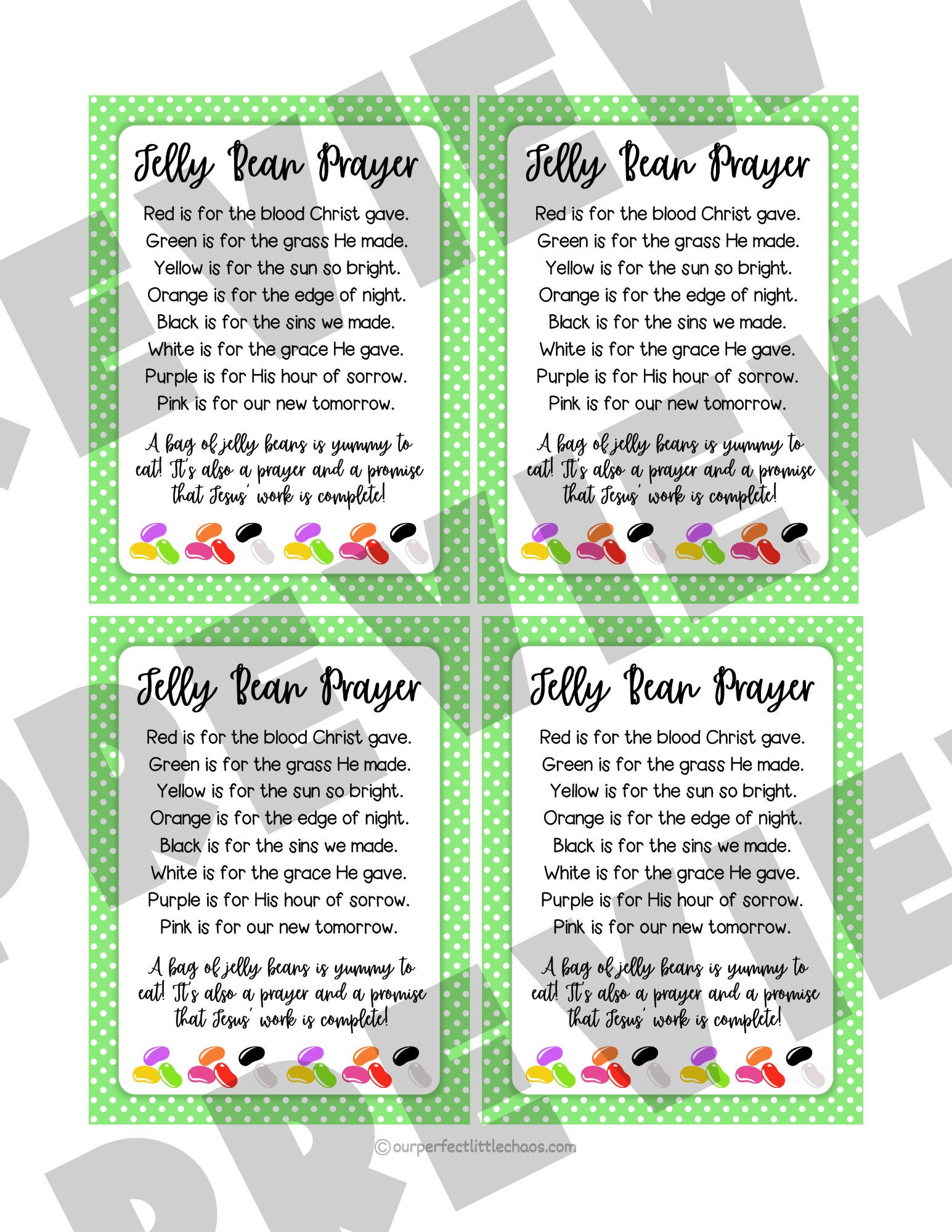 Jelly Bean Prayer Cards: Christian Easter Story, Kids Bible Activity ...