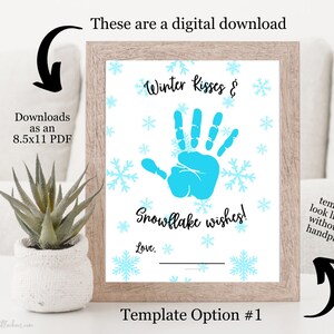 Snowflake Handprint Craft: Winter Kisses Keepsake (PDF Download) - Etsy