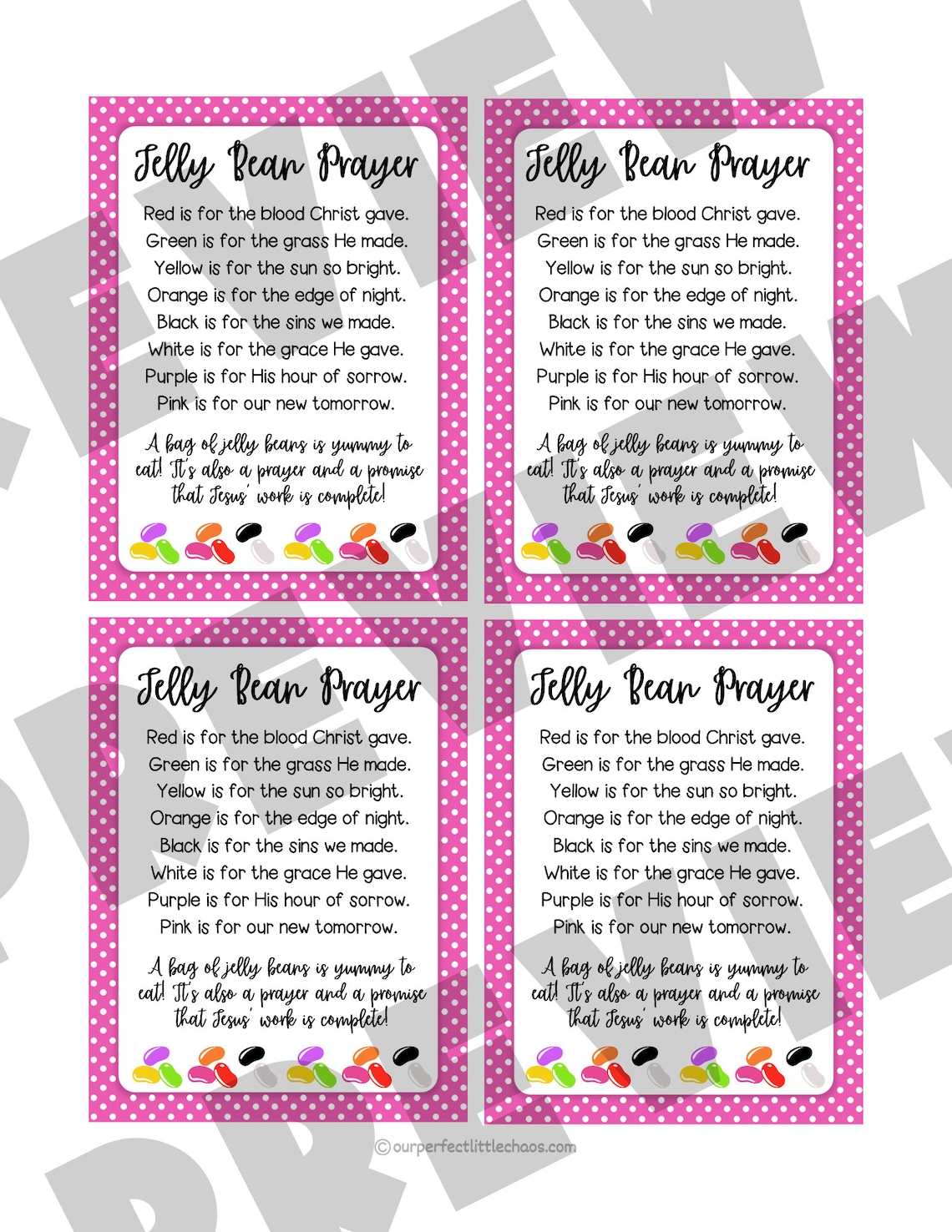 Jelly Bean Prayer Cards: Christian Easter Story, Kids Bible Activity ...