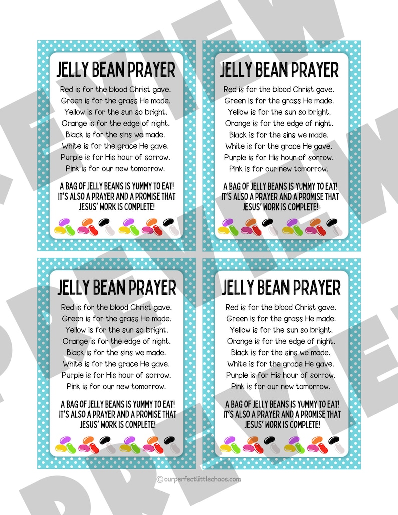 Jelly Bean Prayer Cards: Christian Easter Story, Kids Bible Activity ...