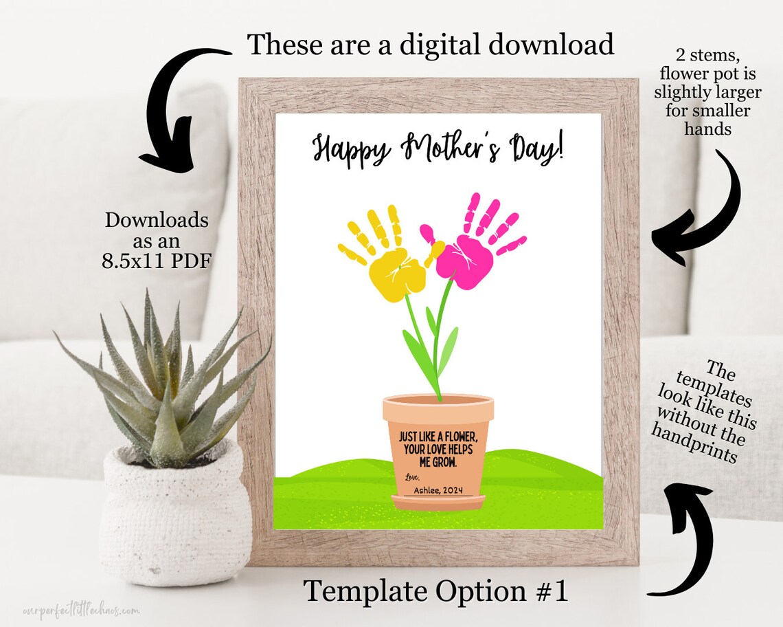 Mother's Day Flower Handprint Craft for Kids Mothers Day Keepsake Craft ...
