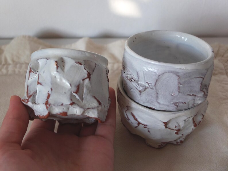 Wabi Sabi Set of Three Mini Sake Cups White Handmade Ceramic - Etsy