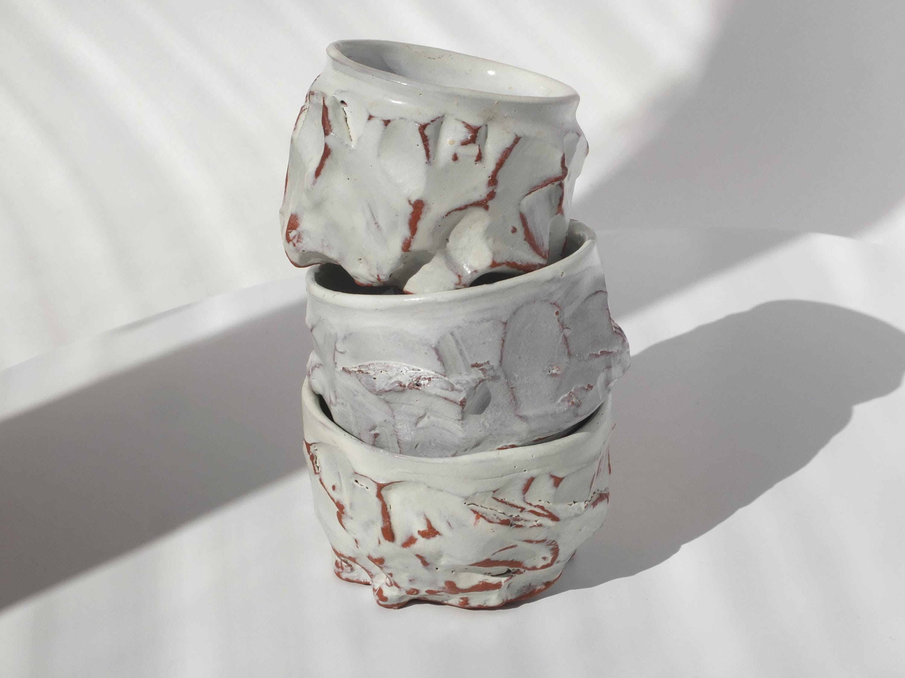 Wabi Sabi Set of Three Mini Sake Cups White Handmade Ceramic - Etsy