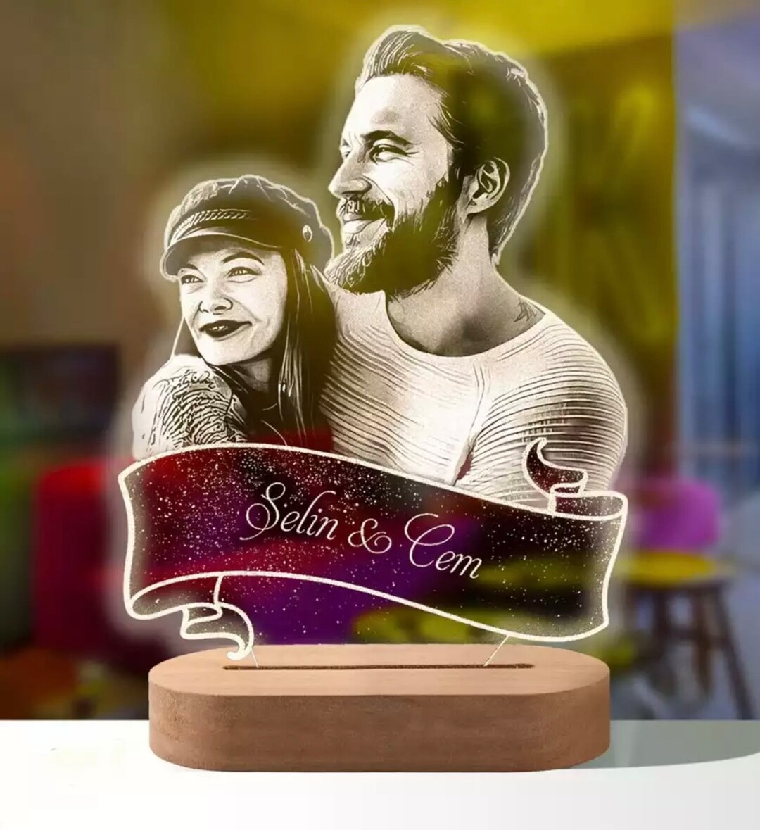 Personalized 3D Photo Lamp Custom Photo and Text Customized Anniversary ...