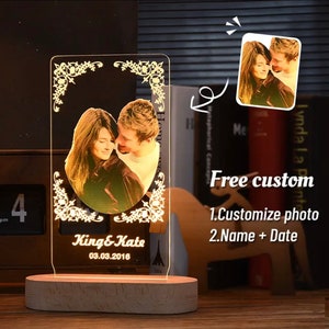 Personalized 3D Photo Lamp Custom Photo and Text Customized Anniversary ...