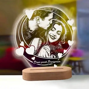 Personalized 3D Photo Lamp Custom Photo and Text Customized Anniversary ...
