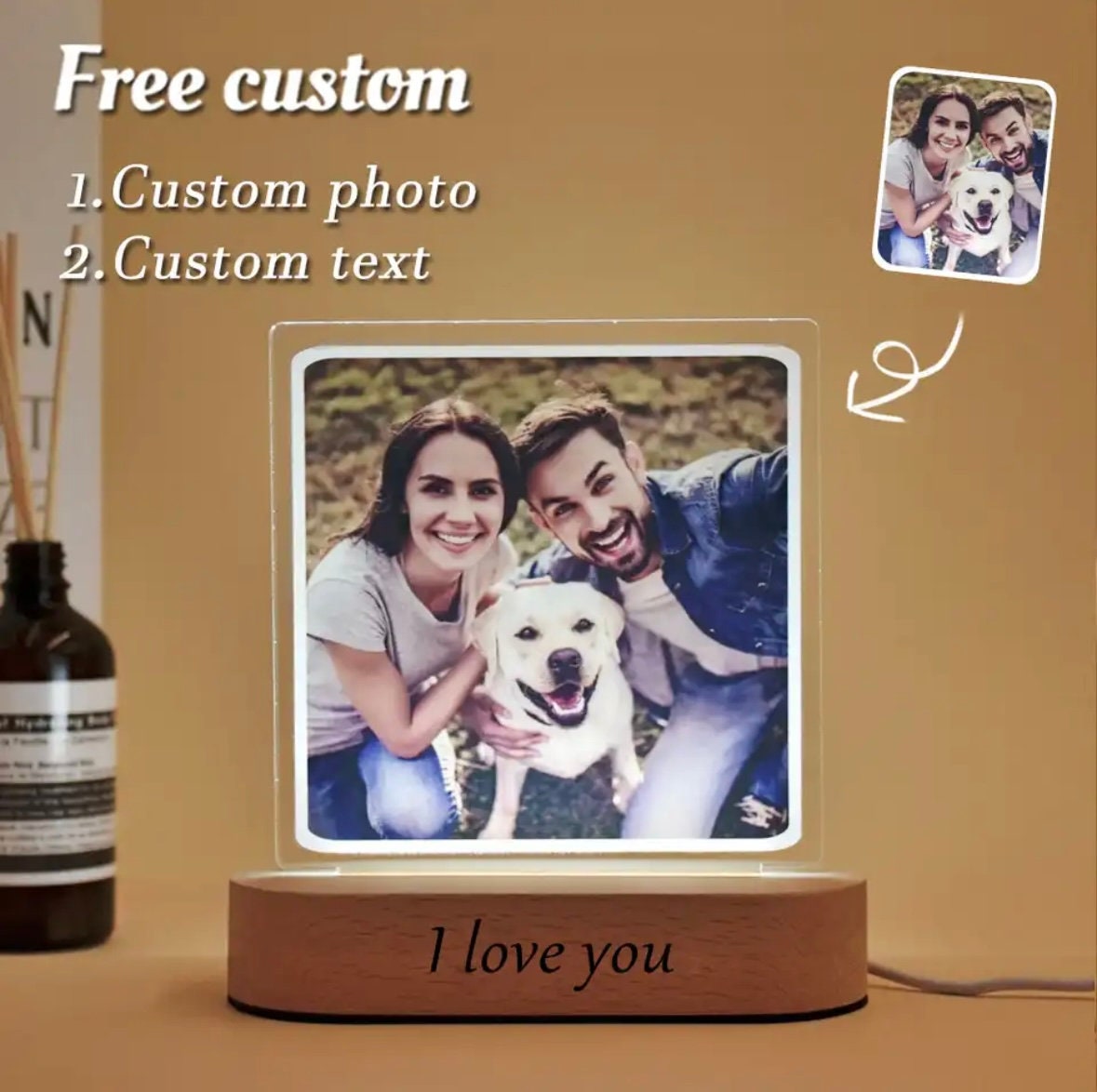 Personalized 3D Photo Lamp Custom Photo and Text Customized Anniversary ...